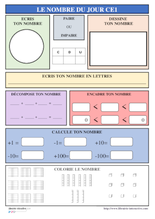 Le nombre du jour - CE1 - FichesPédagogiques.com